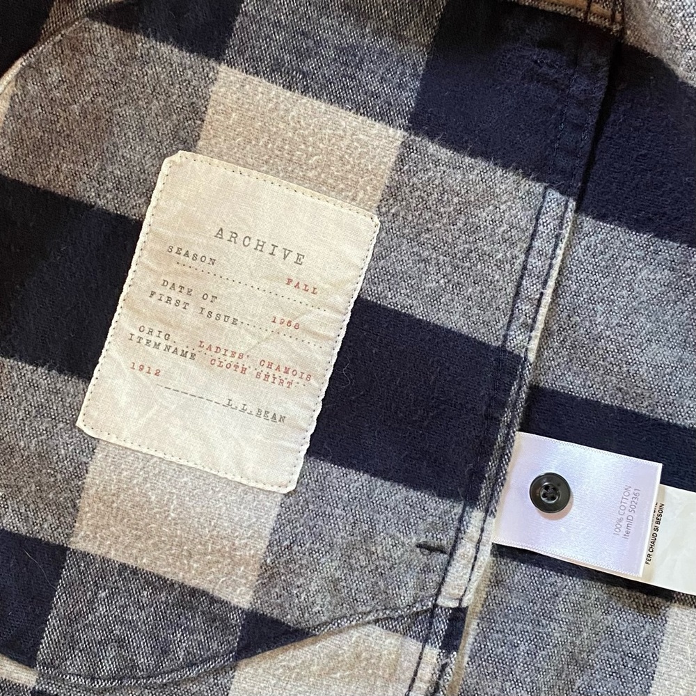 L.L.Bean Signature 1912 Flannel Overshirt In Navy-Gre… - Gem